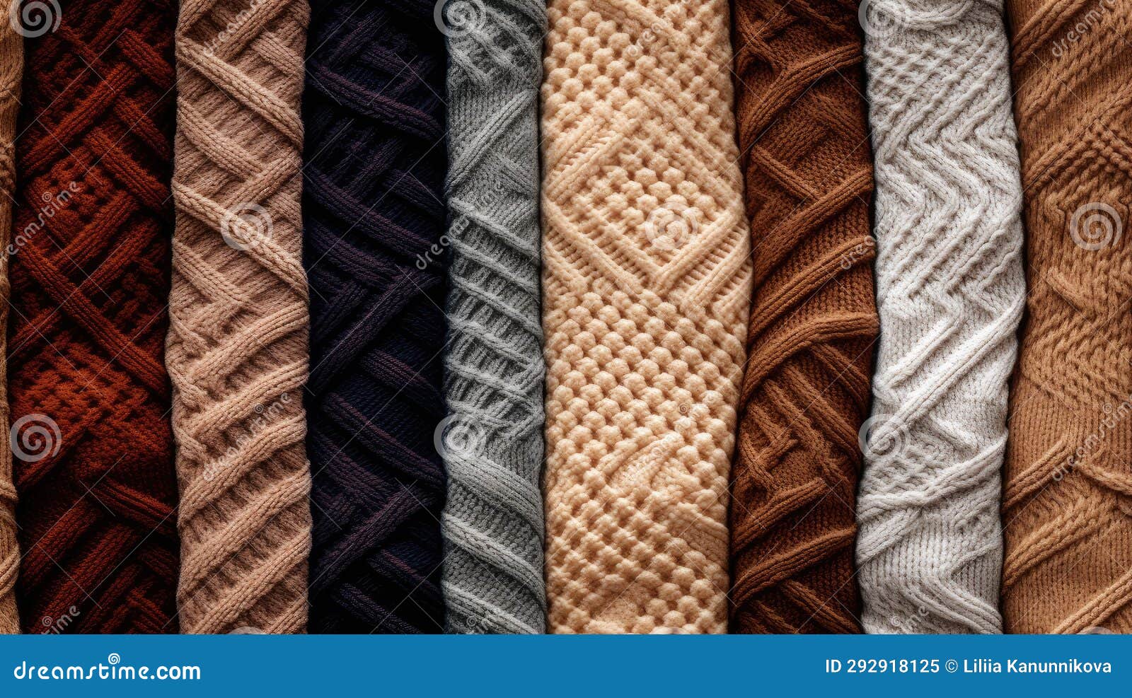 Multiple Folded Knitted Wool Sweaters in Various Earthy Tones To Form a ...