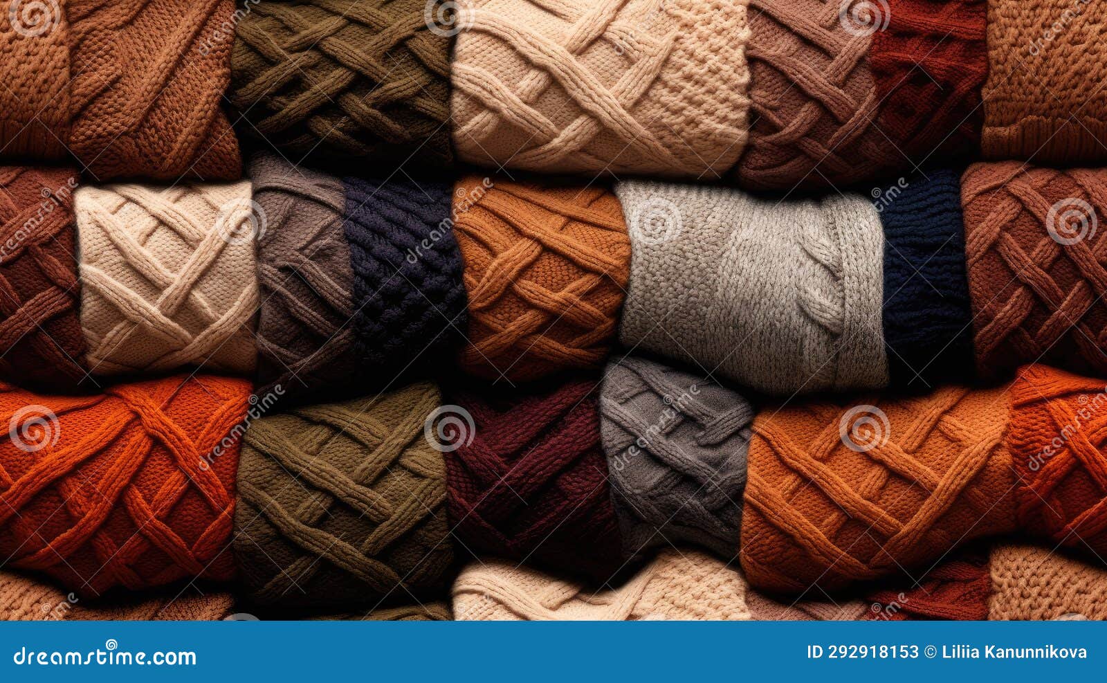 Multiple Folded Knitted Wool Sweaters in Various Earthy Tones To Form a ...