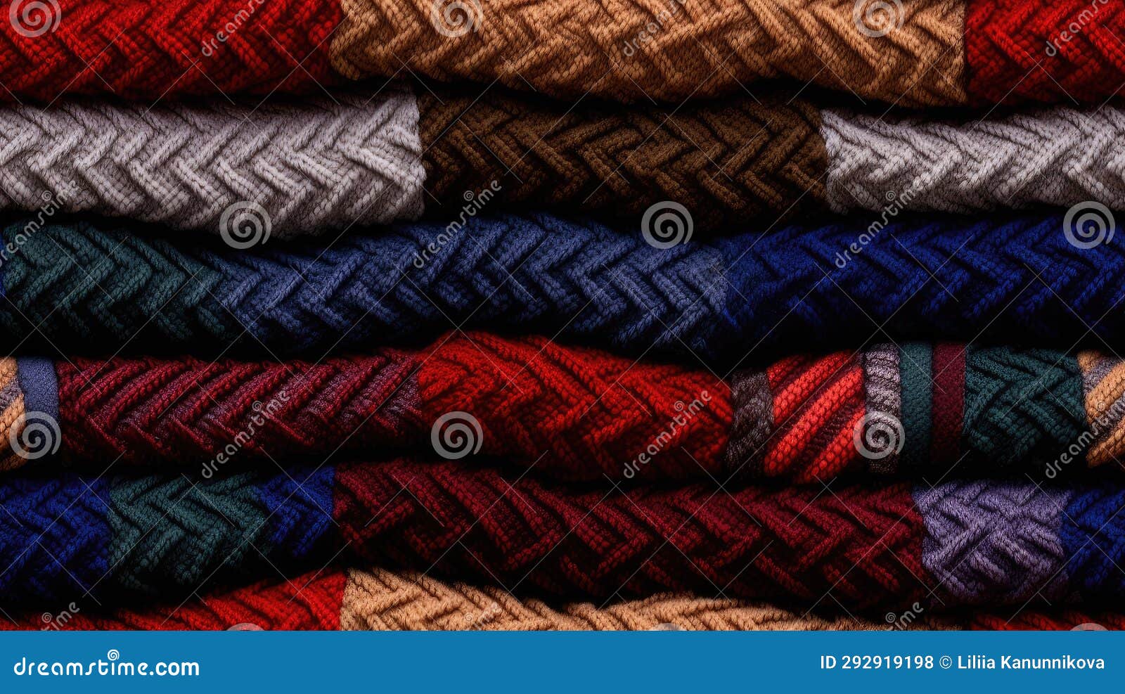 Multiple Folded Knitted Wool Sweaters in Various Earthy Tones To Form a ...