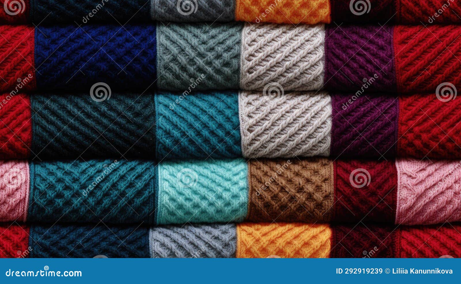 Multiple Folded Knitted Wool Sweaters in Various Earthy Tones To Form a ...