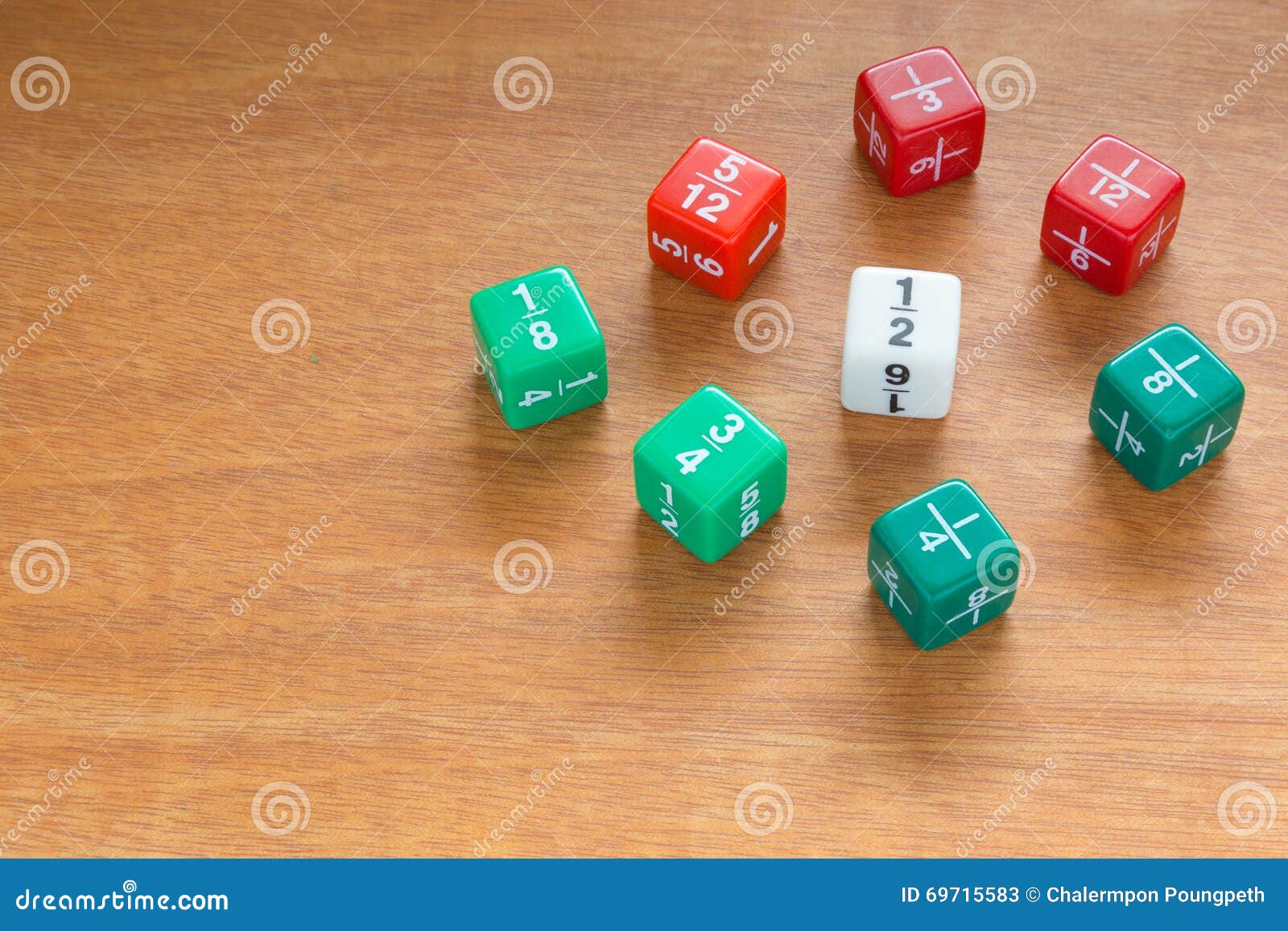 Multiple fraction dices stock image. Image of learning - 69715583