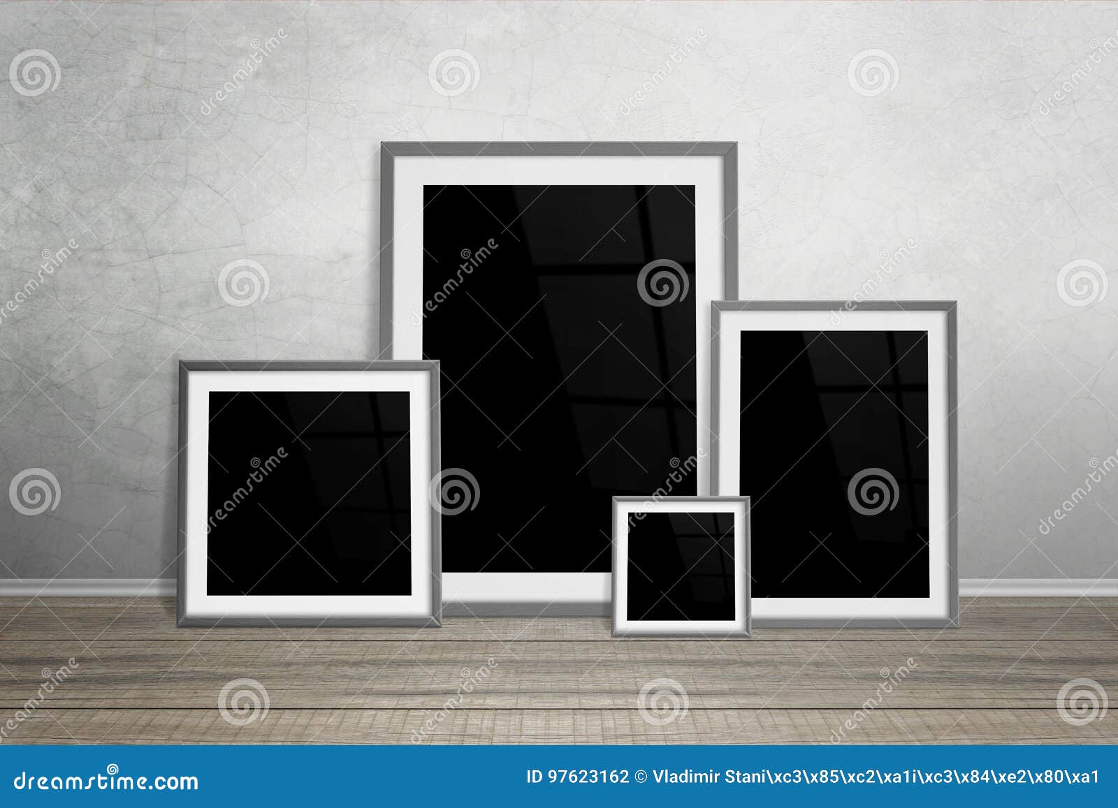 Multiple Frames Leaning on Wall. Isolated for Mockup Stock Photo ...