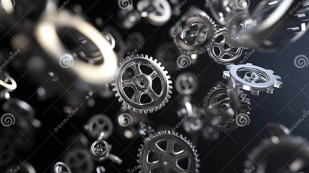 Multiple Gears in Motion with Abstract Lighting Mechanical Concept ...