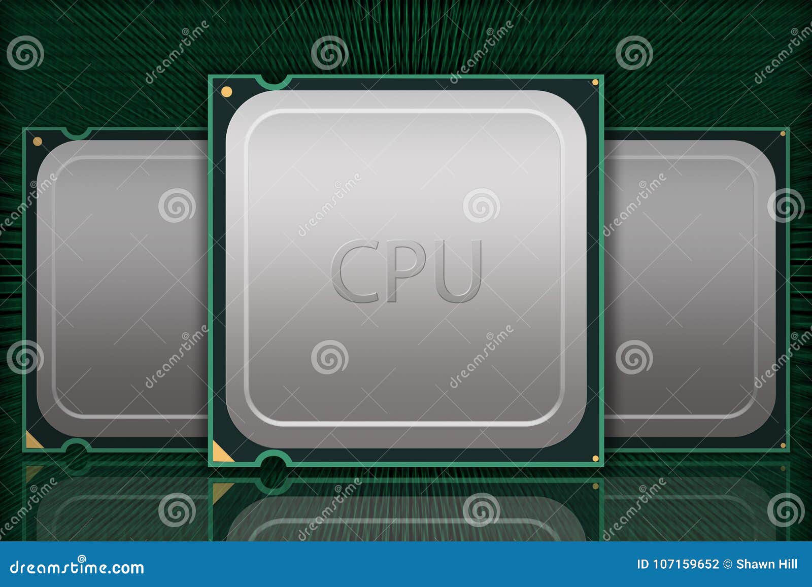 Multiple Generic CPU Chips Moving Data - Labeled Stock Illustration ...