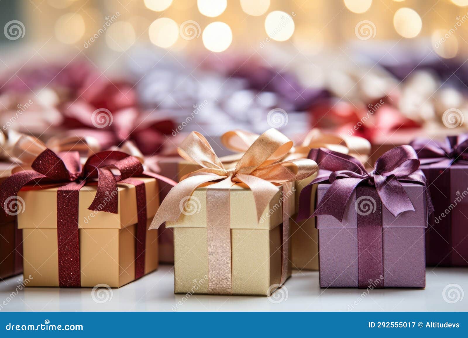Multiple Gift Boxes with Ribbon Bows Stock Image - Image of bows ...