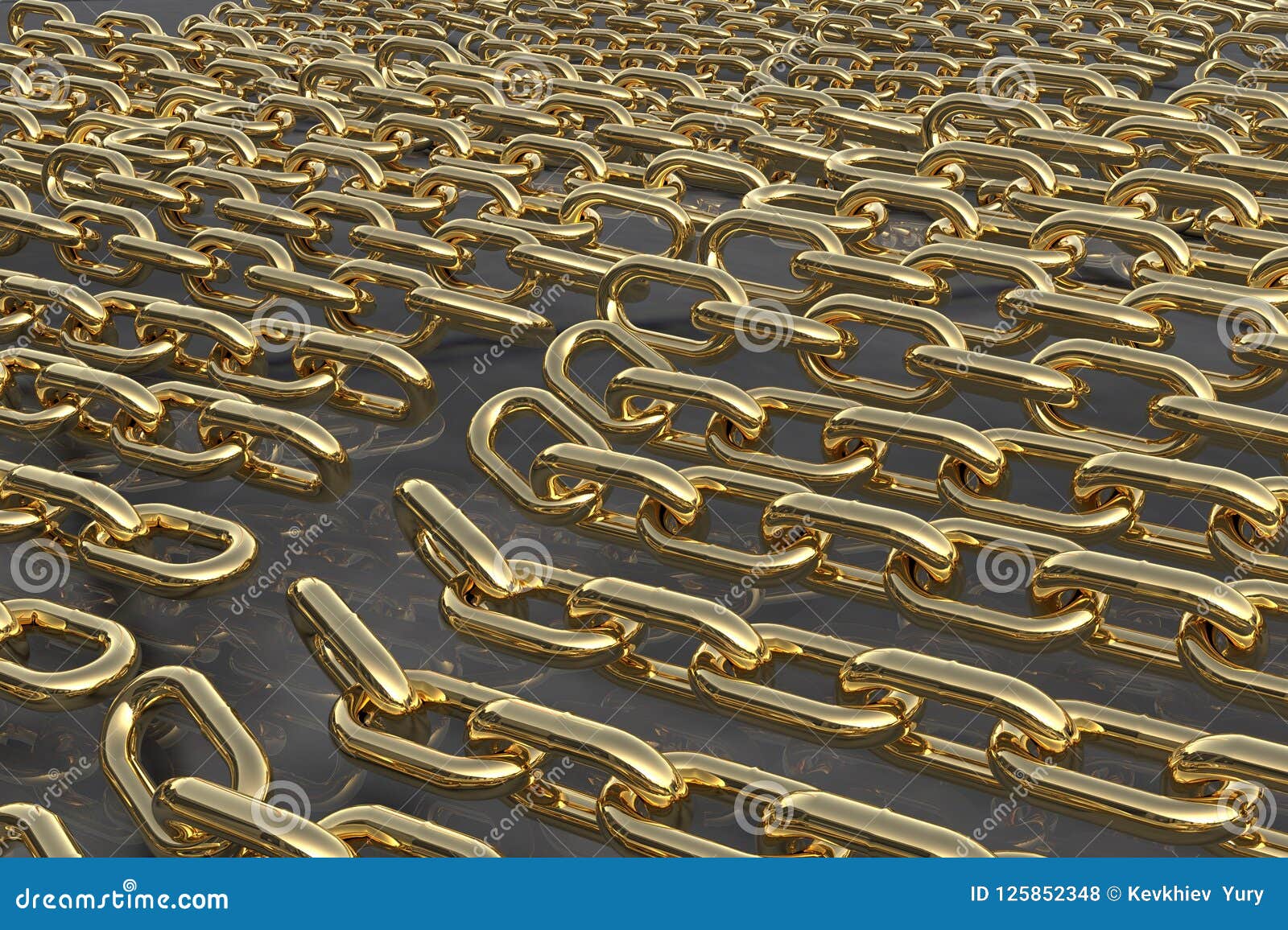 Multiple Golden Chains 3D Rendering Stock Illustration - Illustration ...