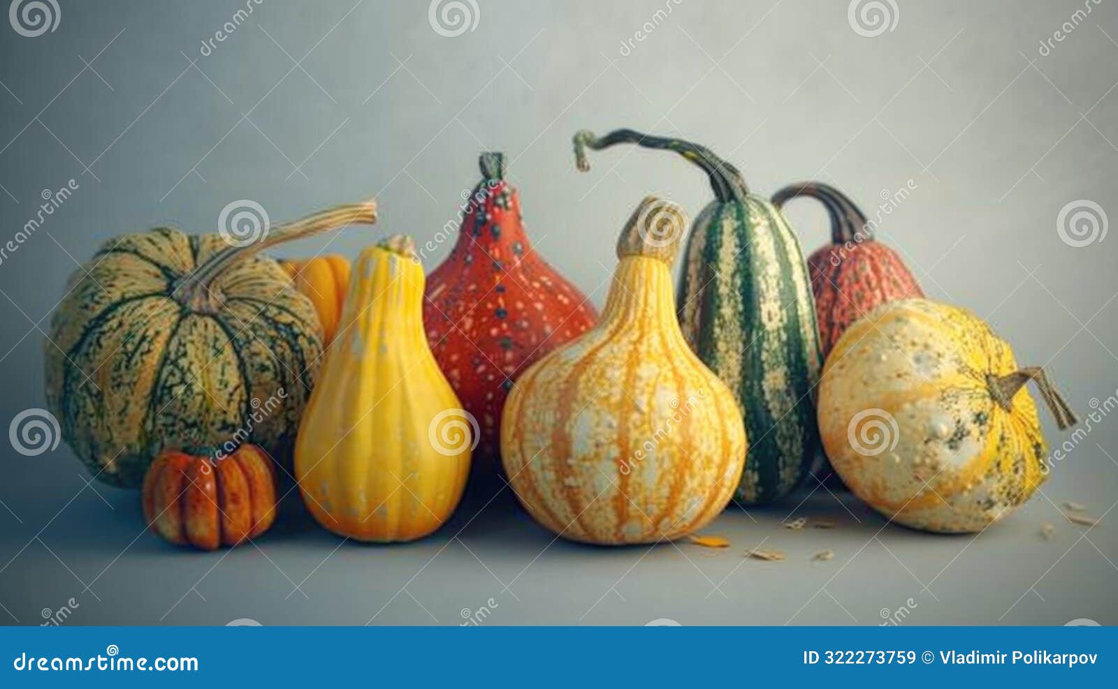 Multiple Gourds of Different Shapes and Sizes Sit Together, Possibly ...