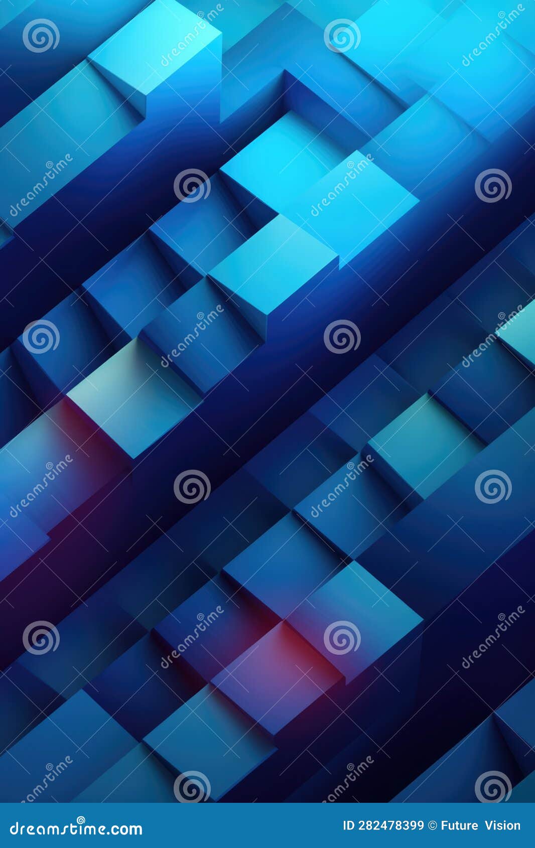 Multiple Gradient Blue Cubes on Blue Background, Created Using ...