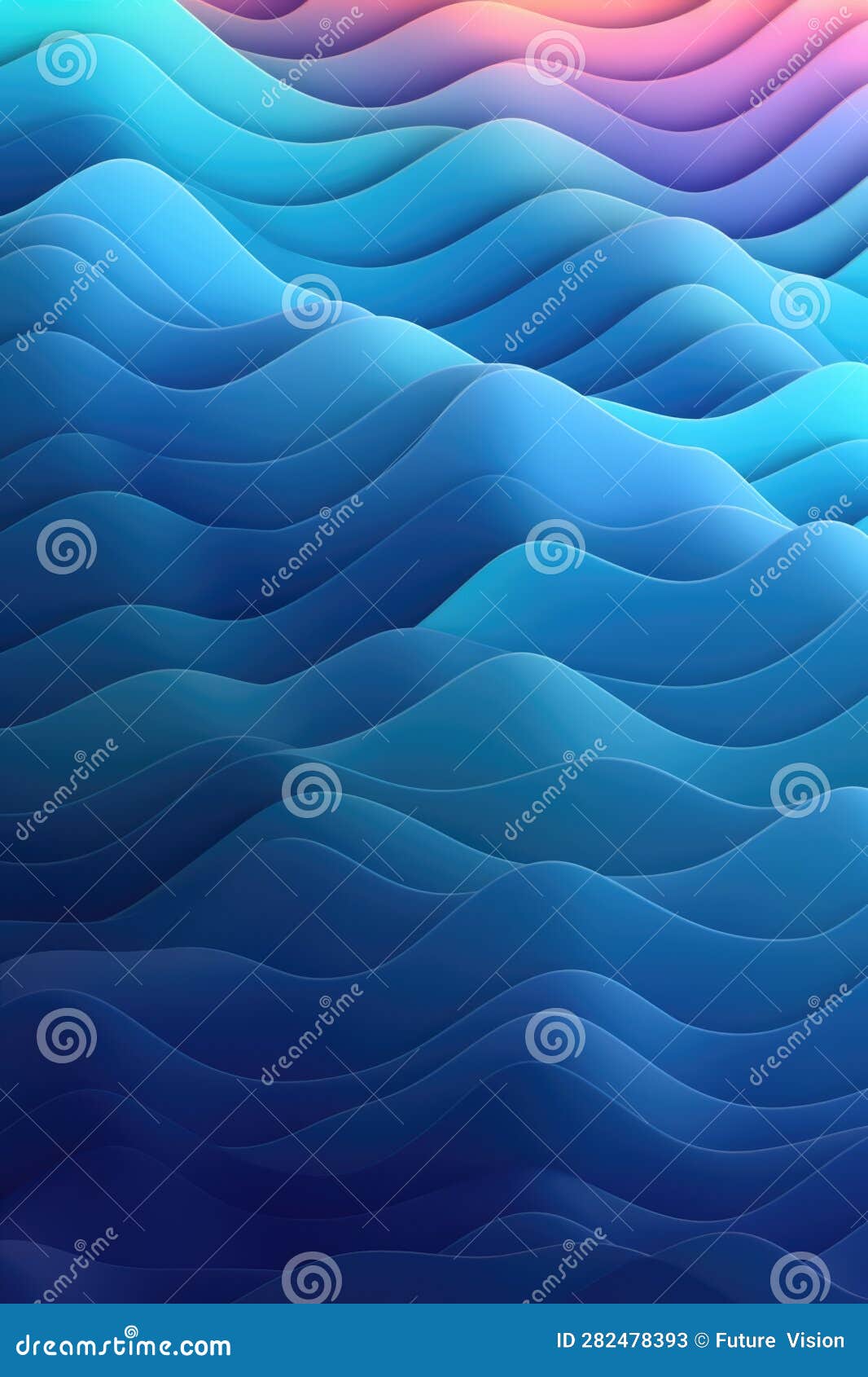 Multiple Gradient Blue and Pink Waves Background, Created Using ...