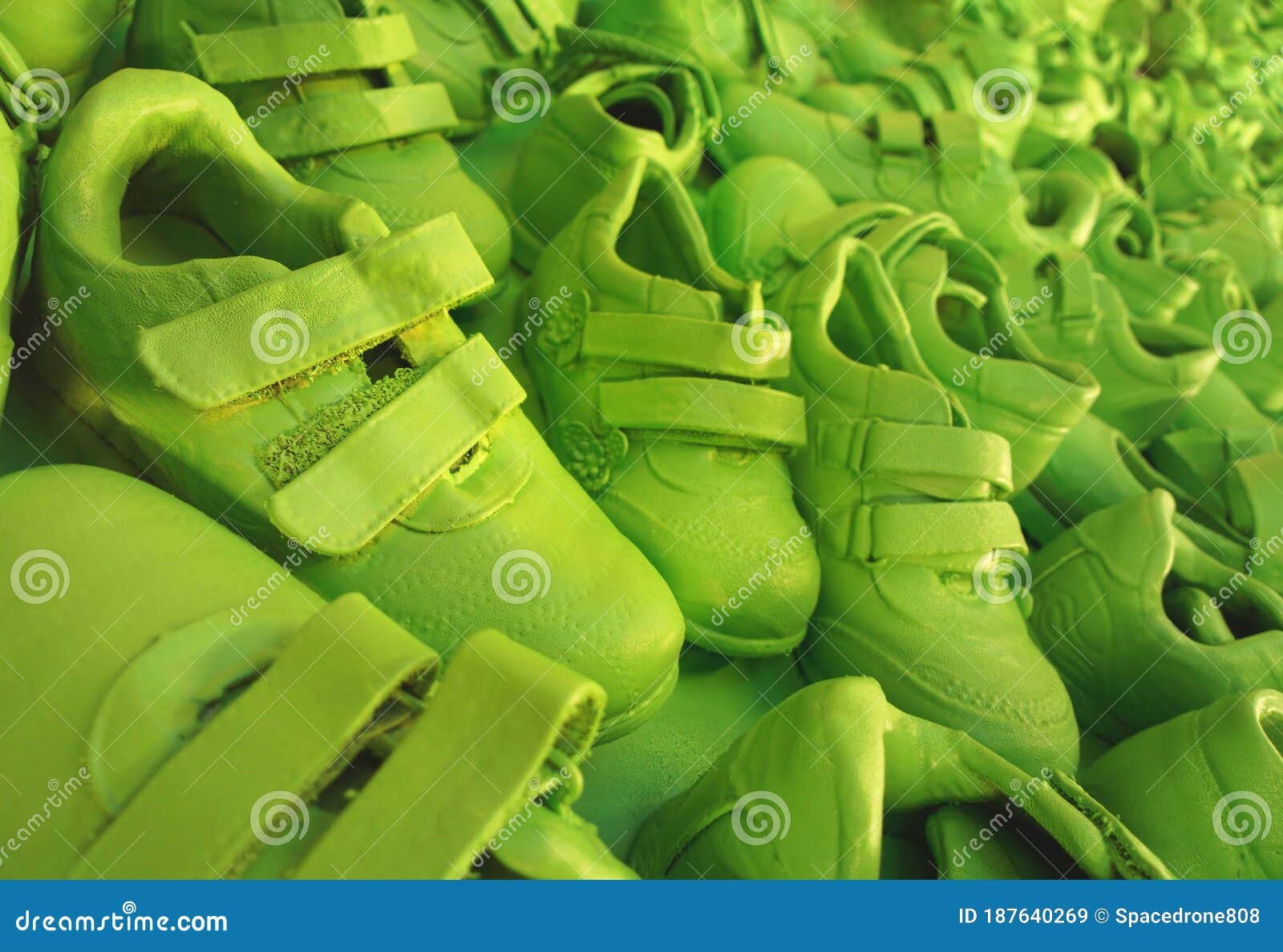 Multiple Green Shoes at Shop Background Stock Image - Image of ...