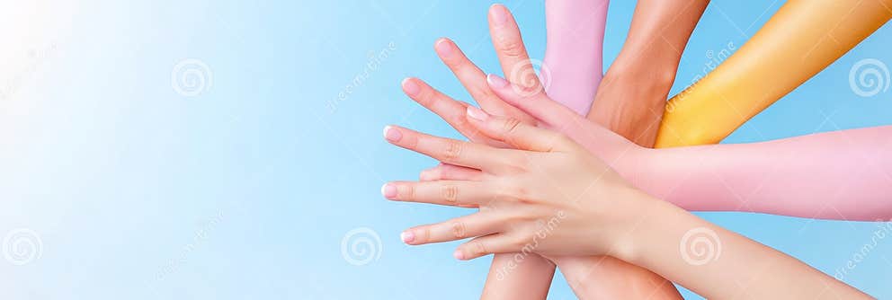 Multiple Hands of Different Skin Tones Overlapping in a Symbolic ...