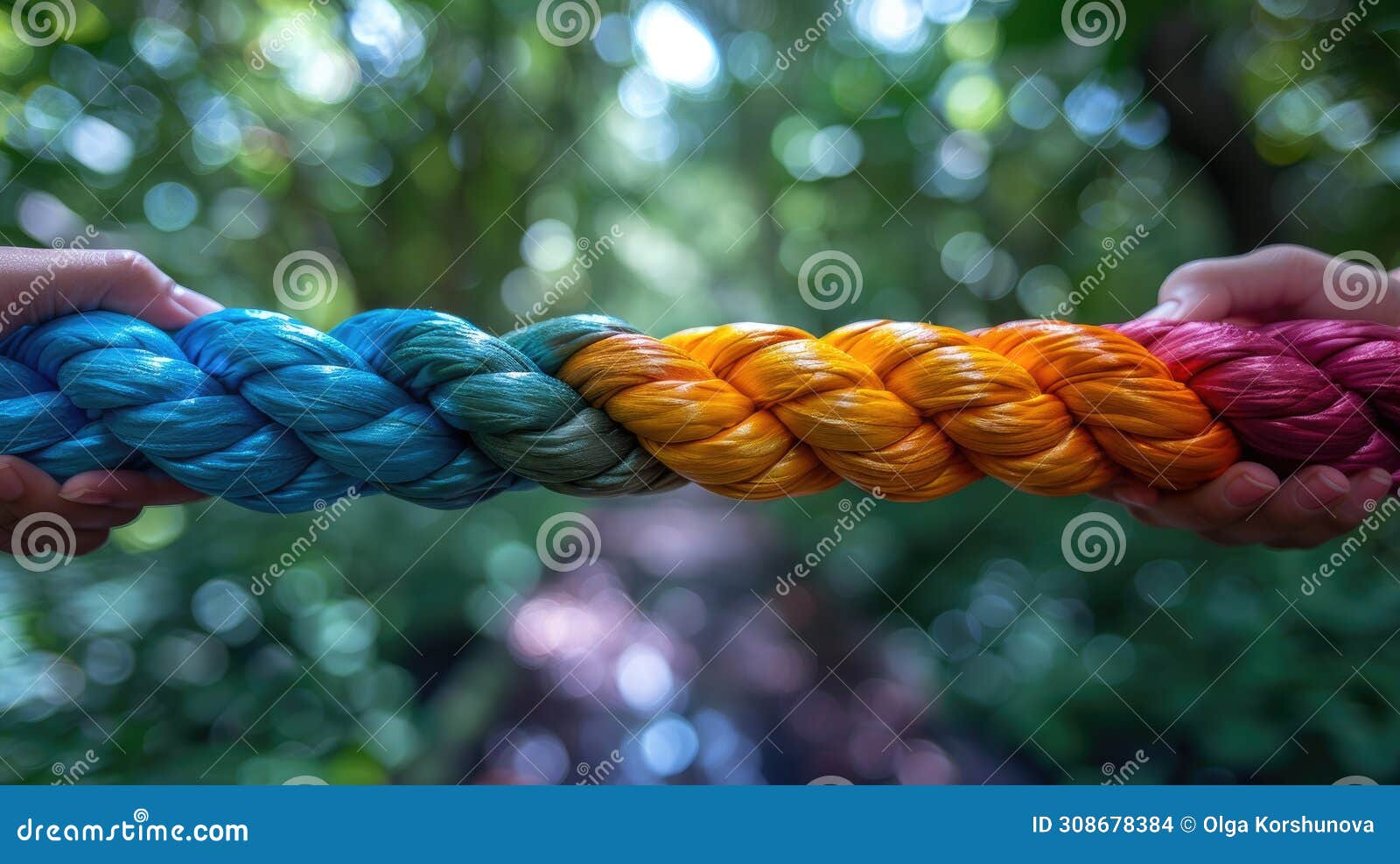 Unity in Diversity through a Colorful Braided Rope Stock Photo - Image ...