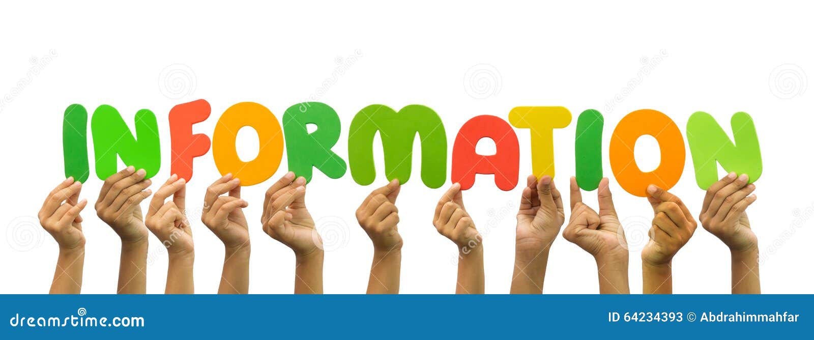 Multiple Hands Holding the Word Information Stock Image - Image of ...