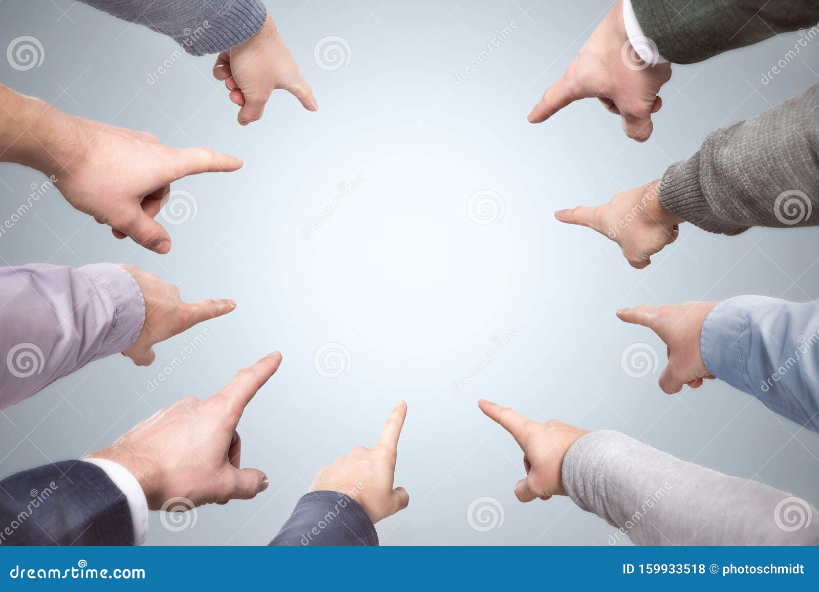 Many Fingers Point To the Center Stock Photo - Image of center, fingers ...