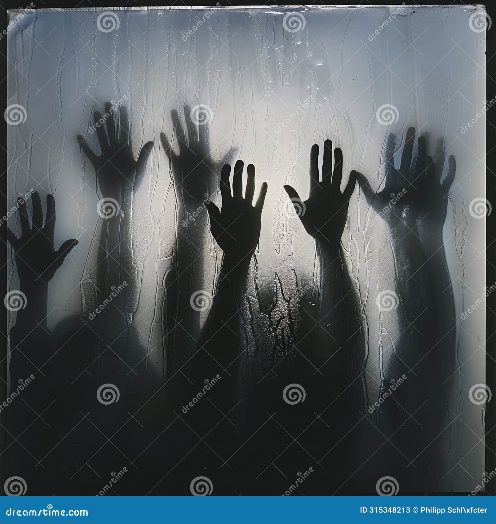 Multiple Hands in Silhouette Reach Upwards, Casting Shadows on a ...