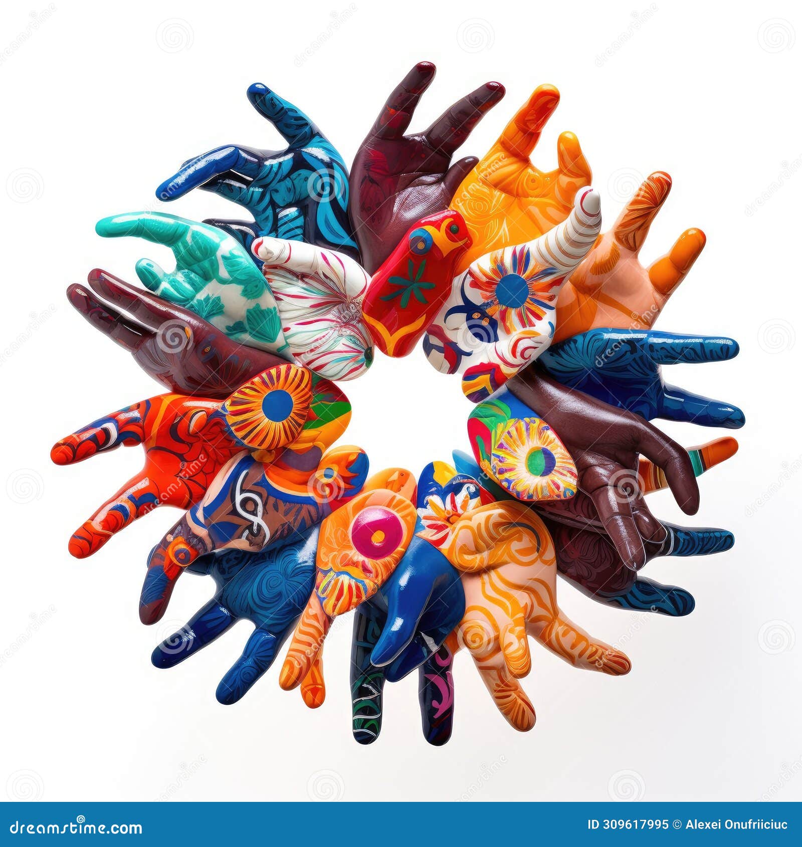 Multiple Hands with Their Hands Together in a Circle Stock Image ...