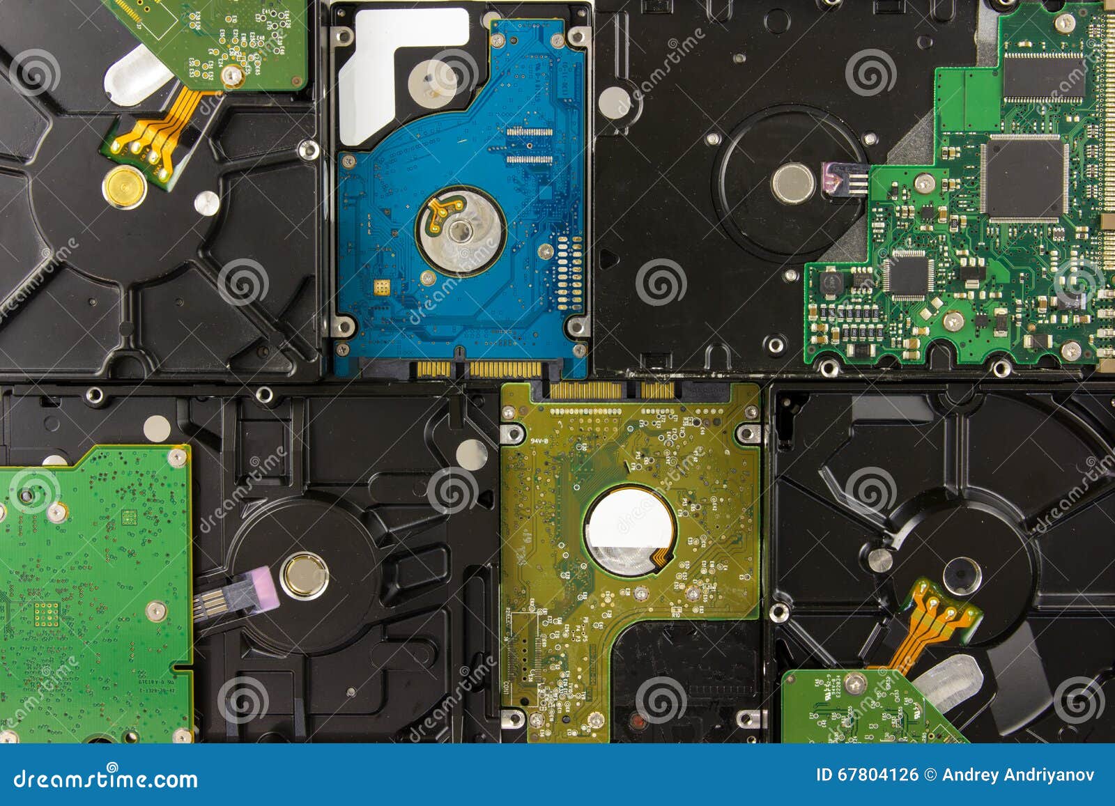 Multiple Hard Disk Drives Lying Close Stock Photo - Image of electronic ...