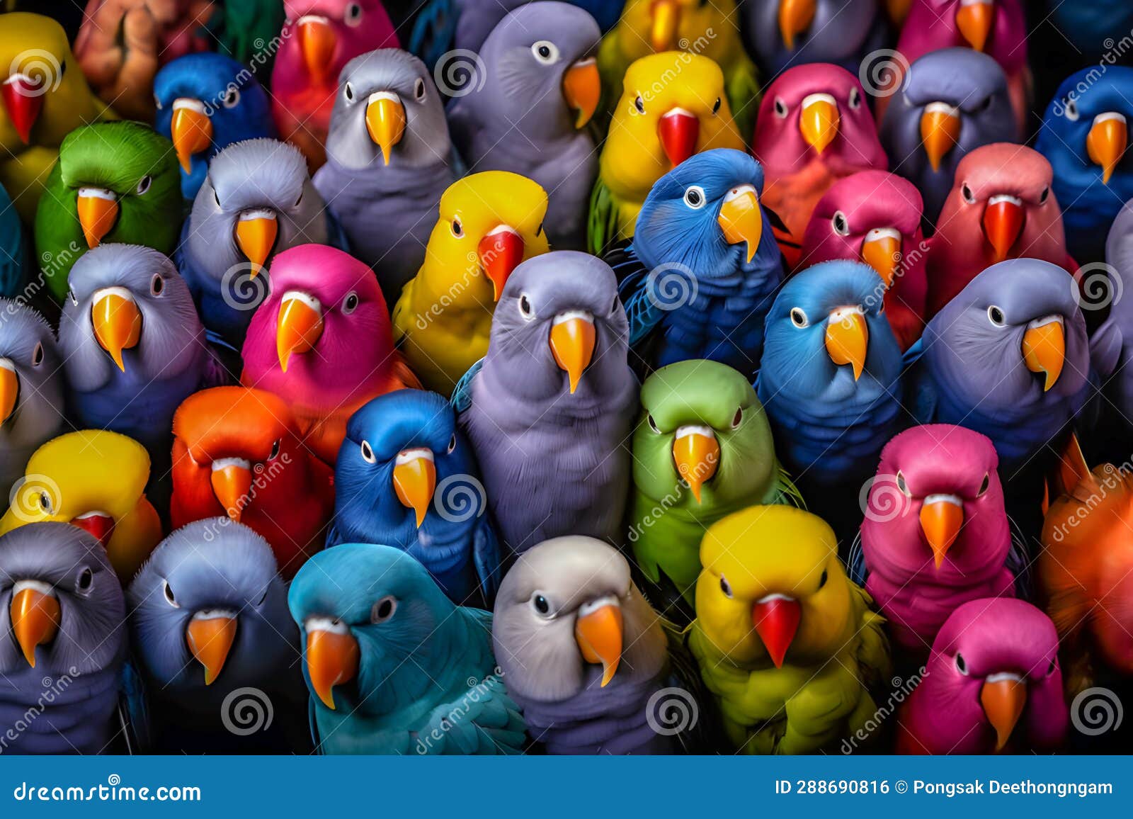 Multiple Head of Birds Packed Together and Straight Look the Same Way ...