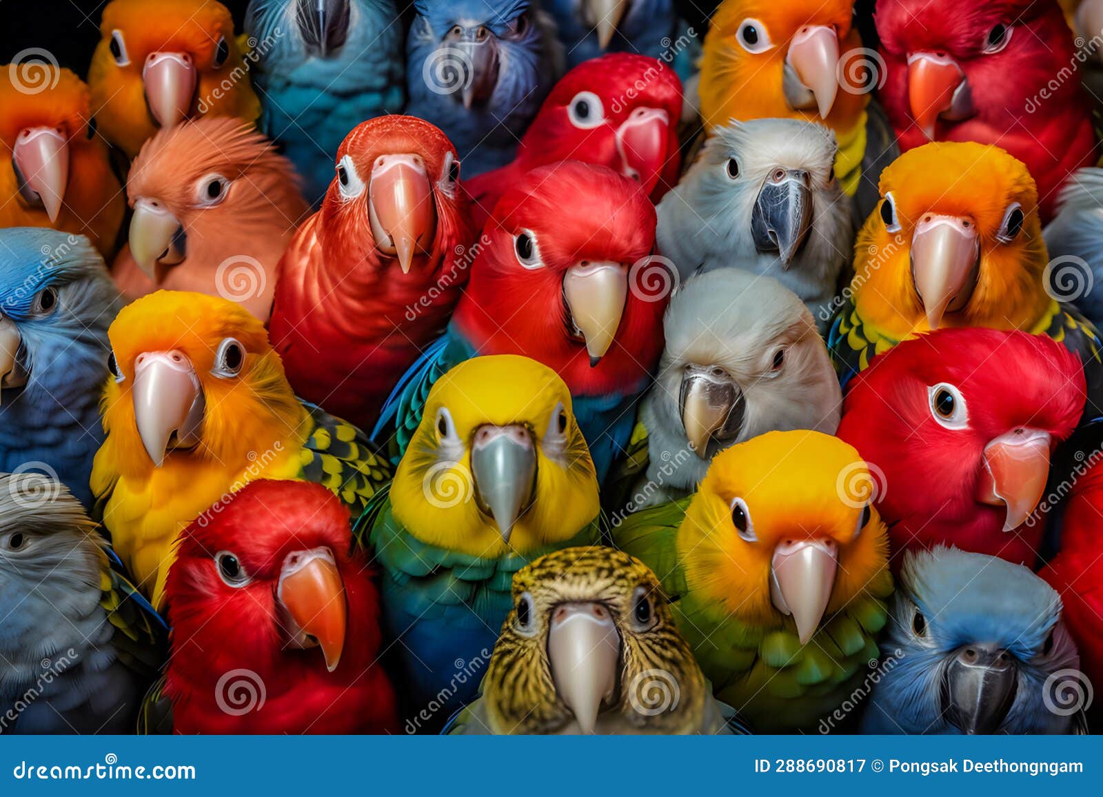 Multiple Head of Birds Packed Together and Straight Look the Same Way ...