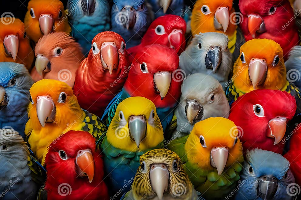Multiple Head of Birds Packed Together and Straight Look the Same Way ...