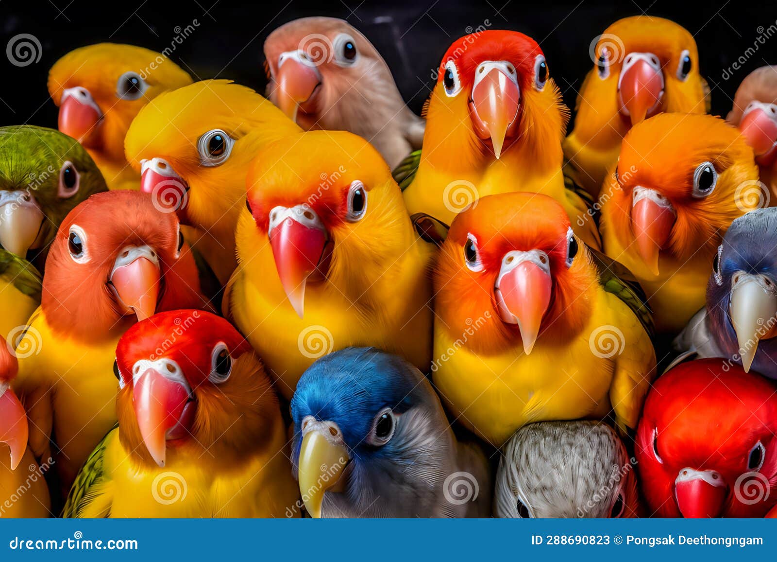 Multiple Head of Birds Packed Together and Straight Look the Same Way ...