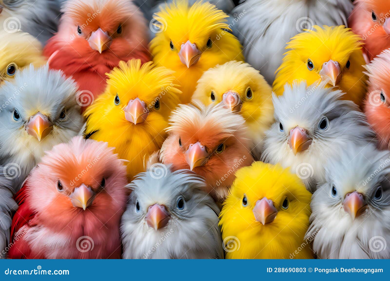 Multiple Head of Birds Packed Together and Straight Look the Same Way ...