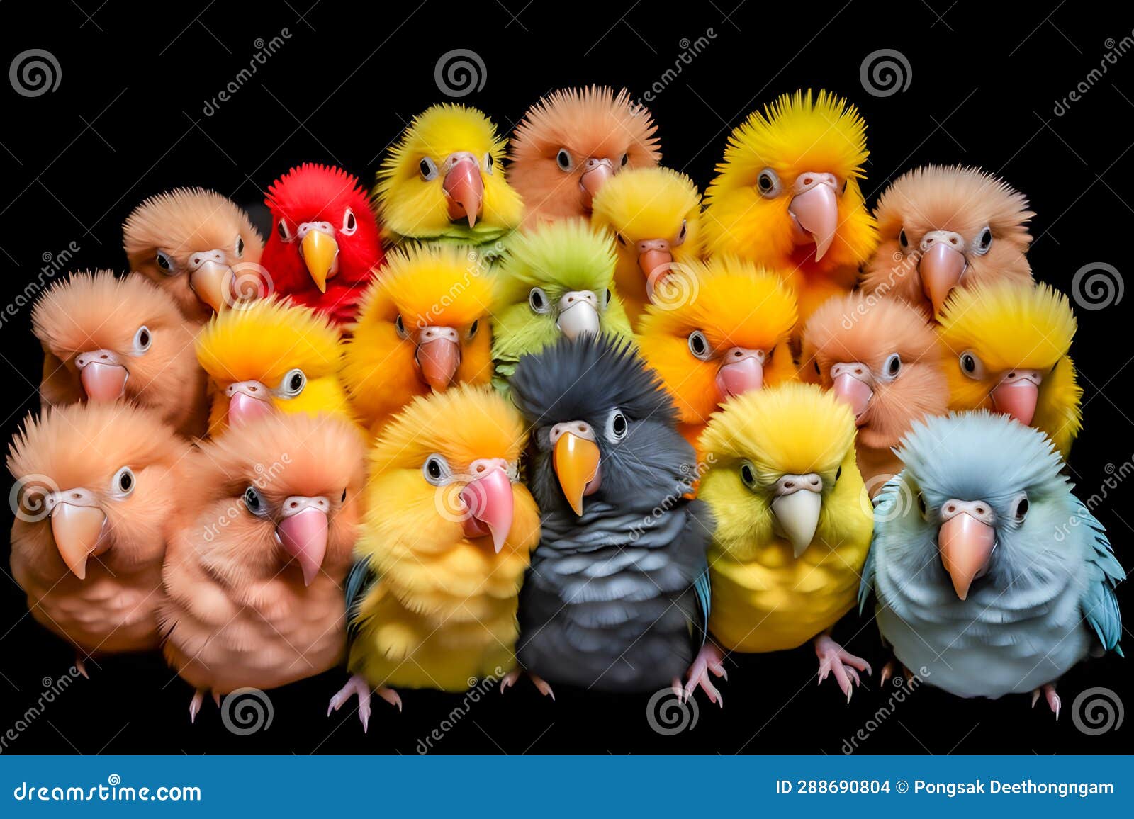 Multiple Head of Birds Packed Together and Straight Look the Same Way ...