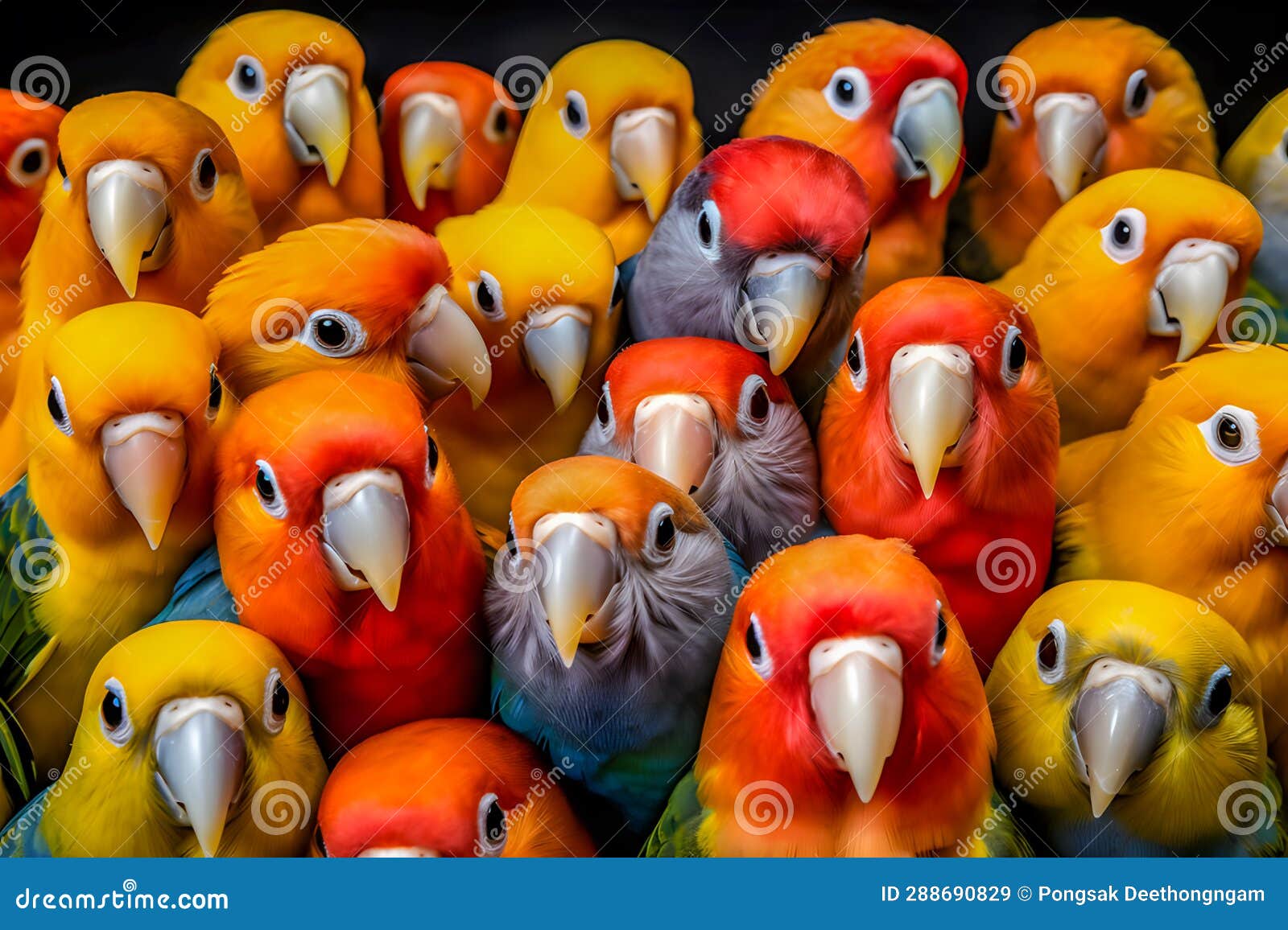 Multiple Head of Birds Packed Together and Straight Look the Same Way ...