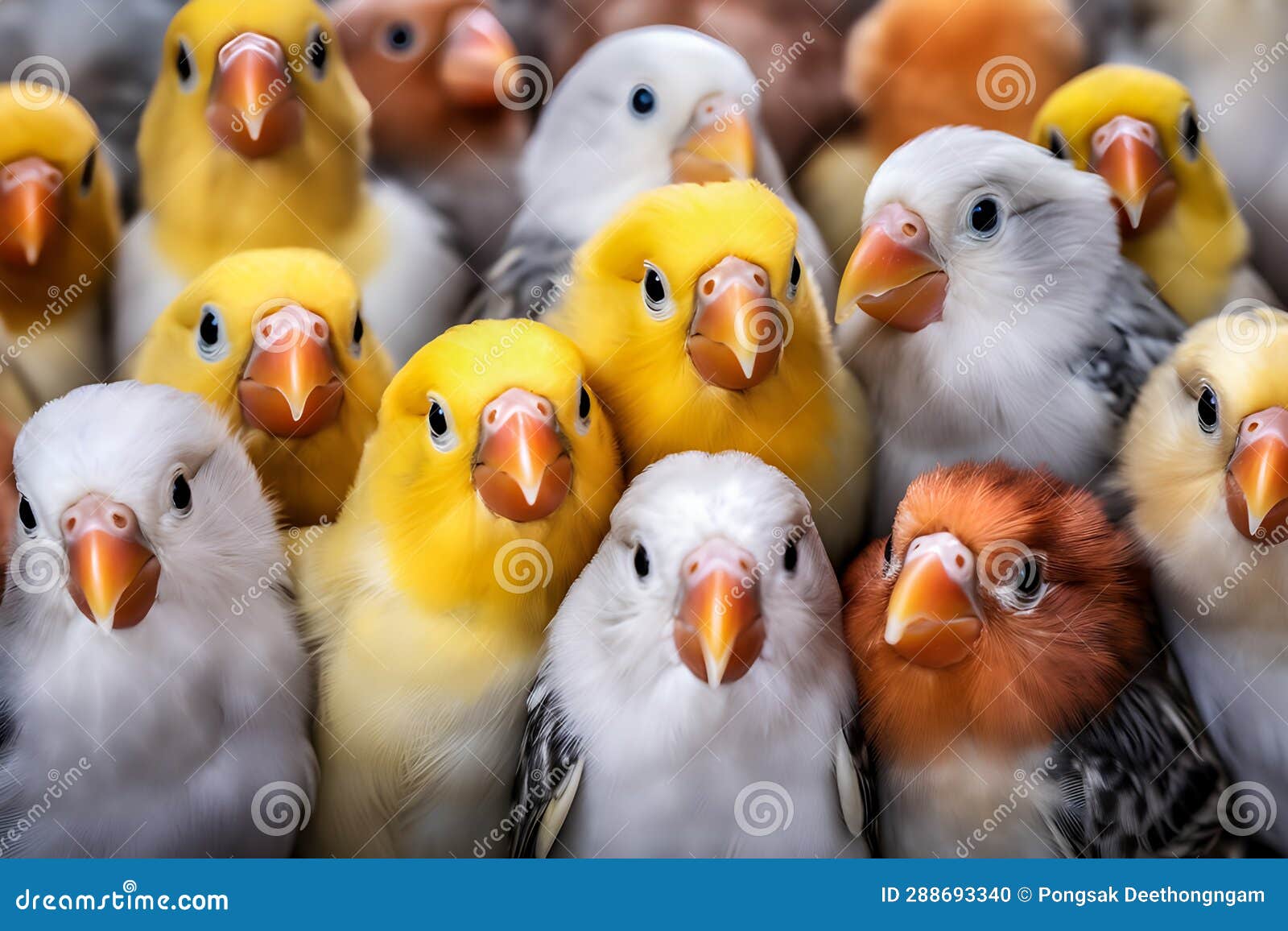 Multiple Head of Birds Packed Together and Straight Look the Same Way ...