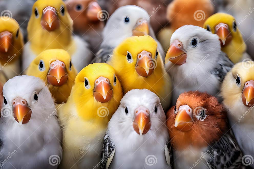 Multiple Head of Birds Packed Together and Straight Look the Same Way ...