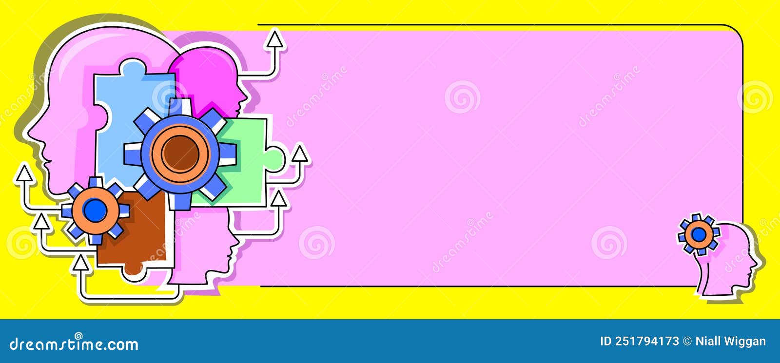 Multiple Heads with Cogs Showing Technology Ideas. Gears in Brain ...