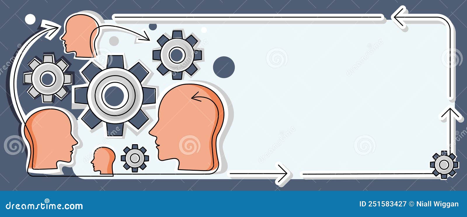 Multiple Heads with Cogs Showing Technology Ideas. Gears in Brain ...