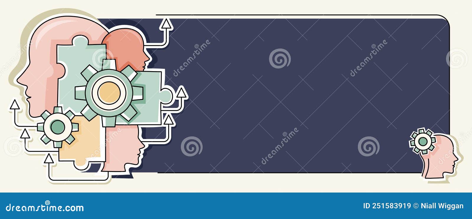 Multiple Heads with Cogs Showing Technology Ideas. Gears in Brain ...