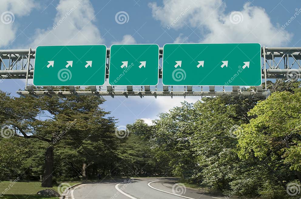 Multiple Highway Signs Pointing in Same Direction Stock Image - Image ...