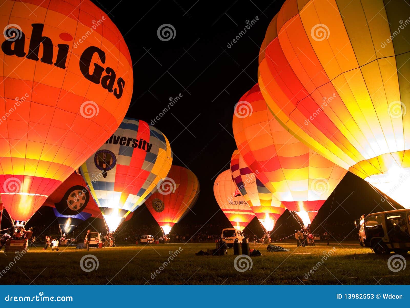 Multiple Hot Air Balloons Night Glow Editorial Stock Photo - Image of ...