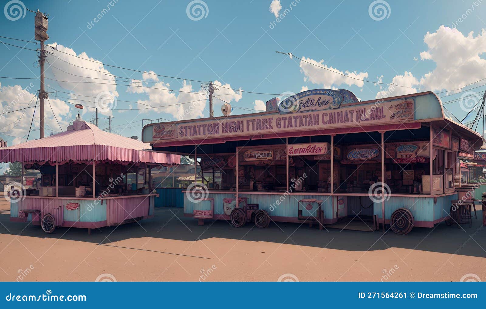 Multiple State Fair Trailers With Hyper Detailed Neon Royalty-Free ...