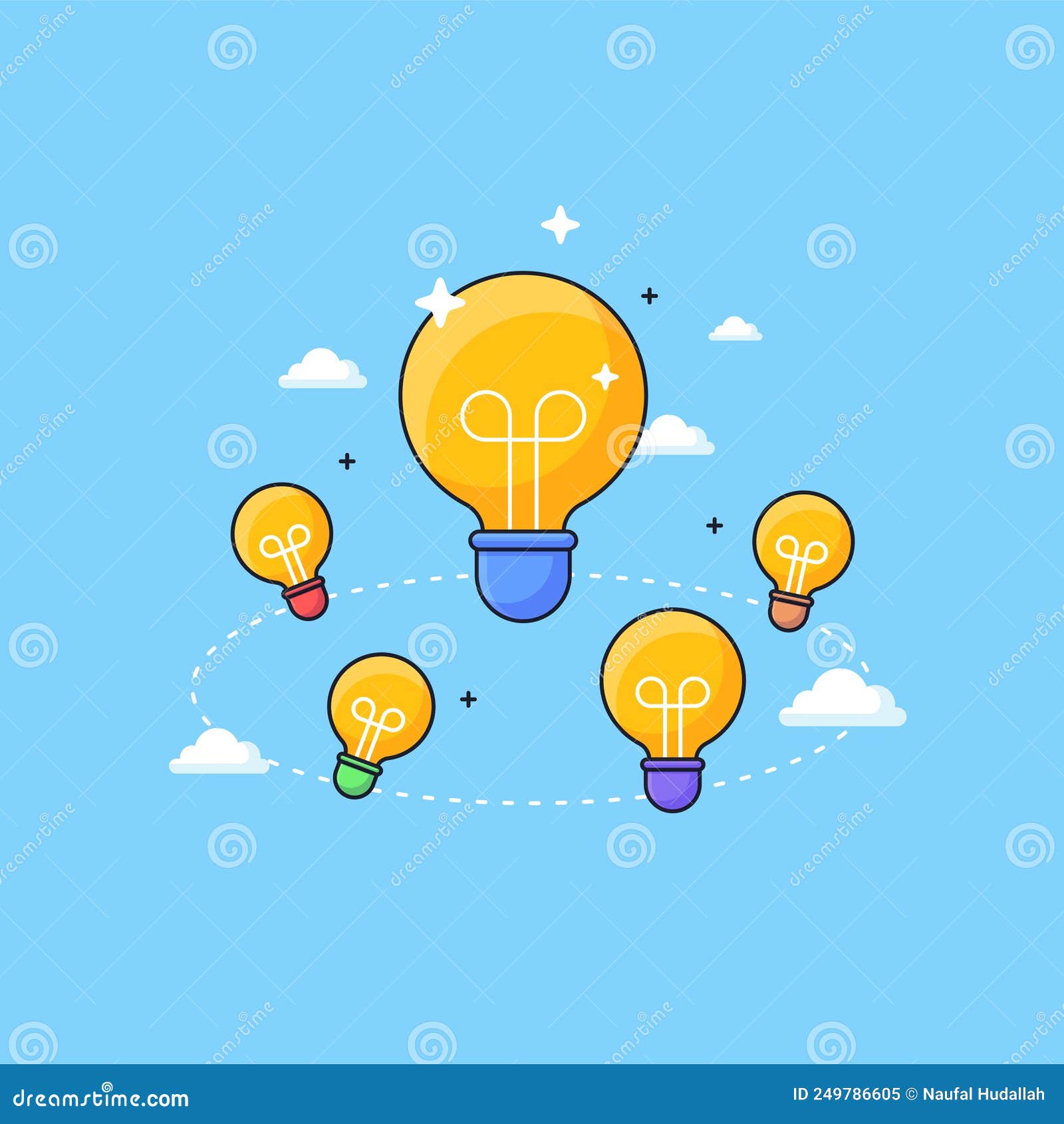 Multiple Idea Team Work Brainstorming Visual Concept Design with Light ...