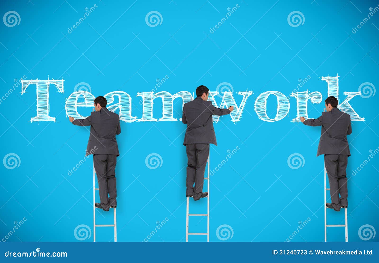 Multiple Image of Businessman Writing Teamwork Stock Image - Image of ...