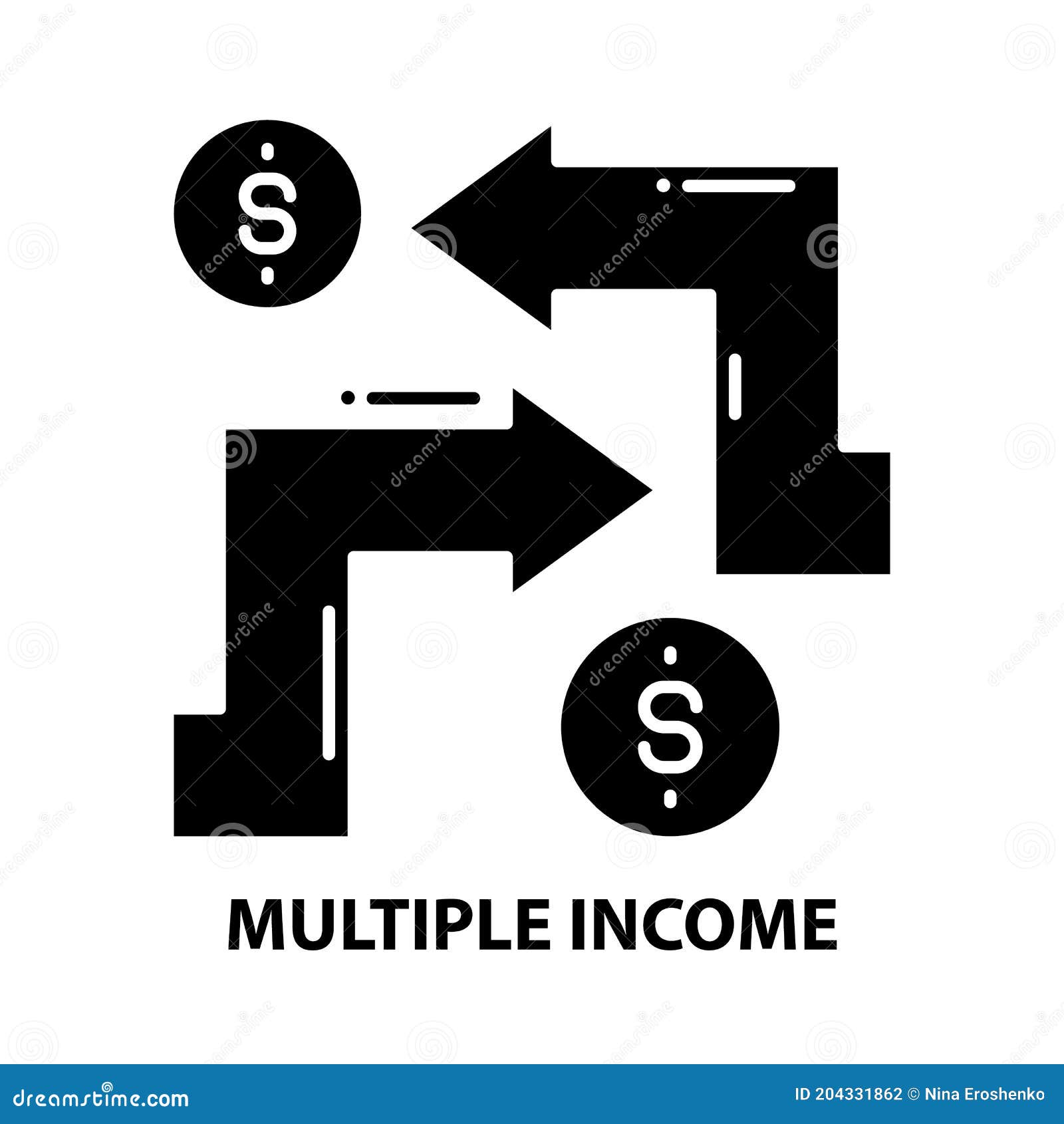 Multiple Income Icon, Black Vector Sign with Editable Strokes, Concept ...