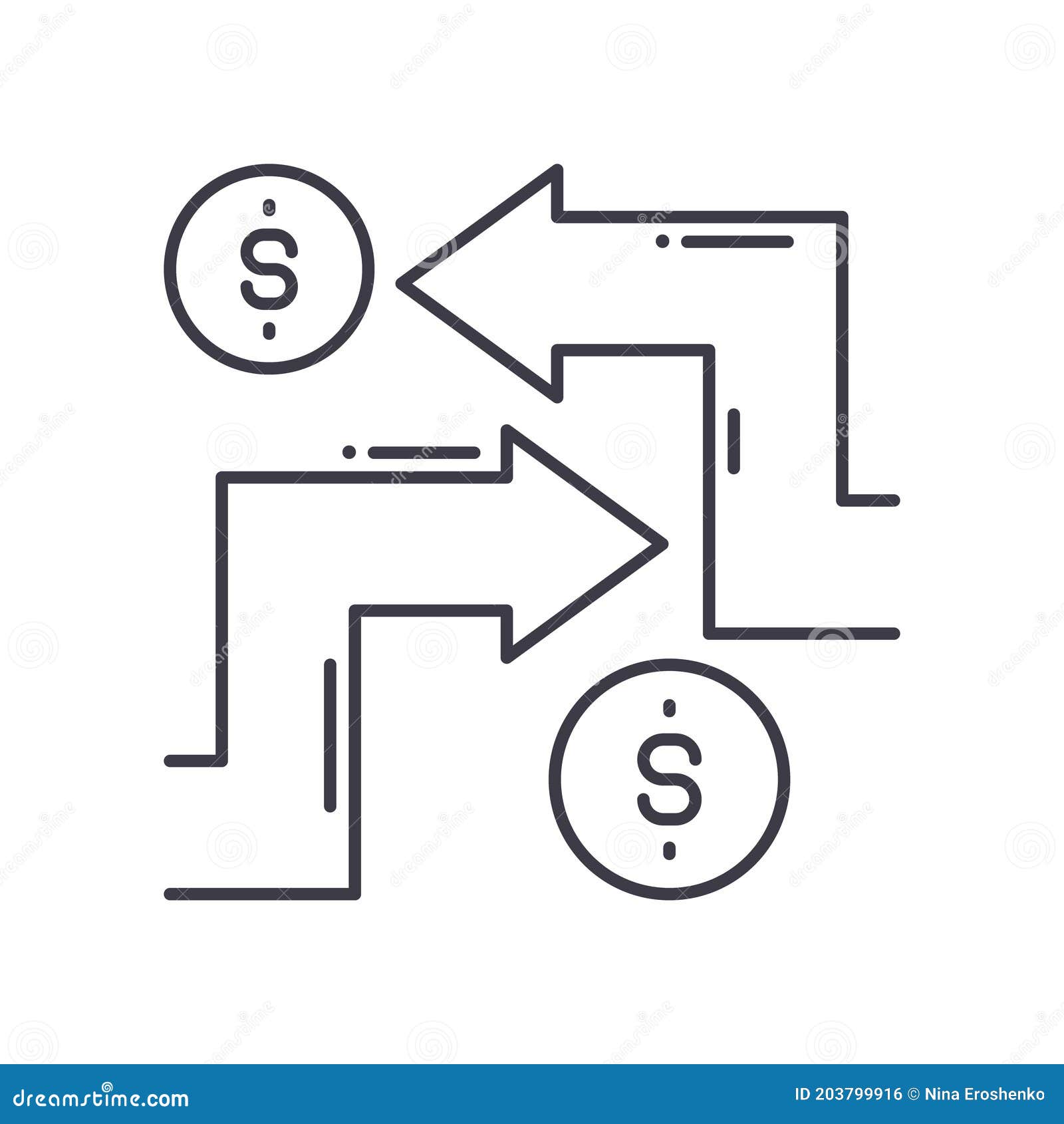 Multiple Income Icon, Linear Isolated Illustration, Thin Line Vector ...