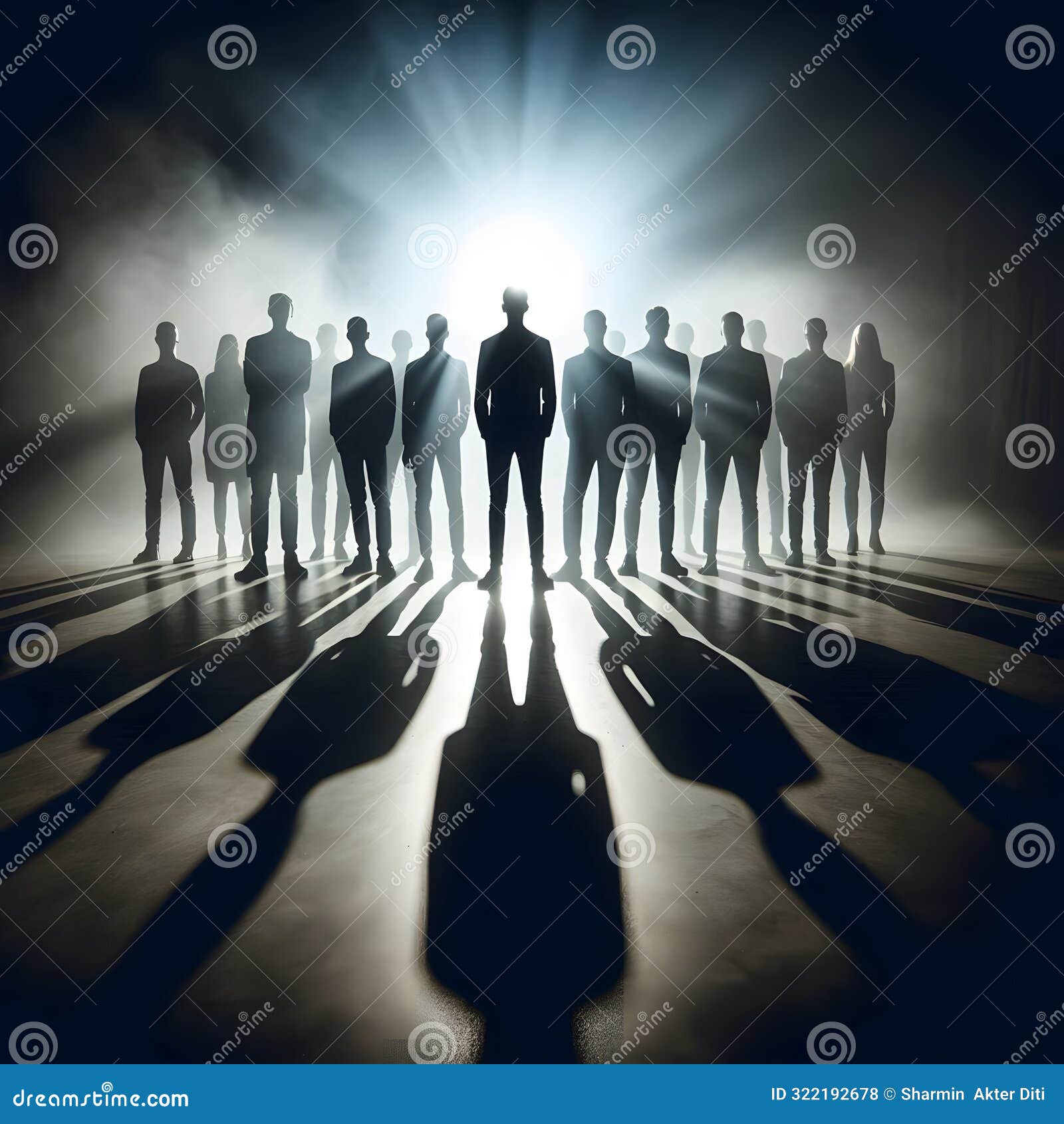 Multiple Individuals Stand Side by Side with a Bright Light Source ...