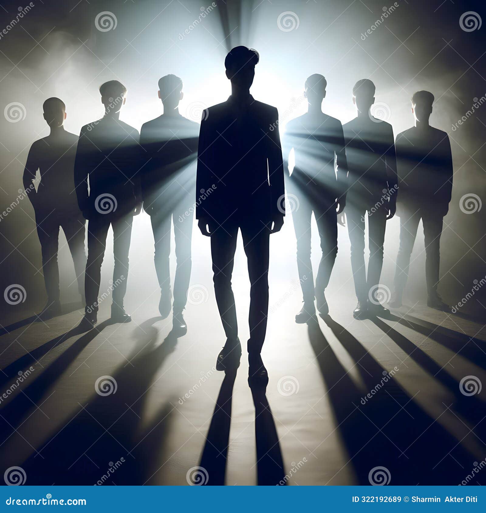 Multiple Individuals Stand Side by Side with a Bright Light Source ...
