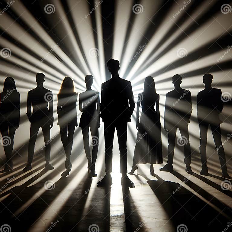 Multiple Individuals Stand Side by Side with a Bright Light Source ...