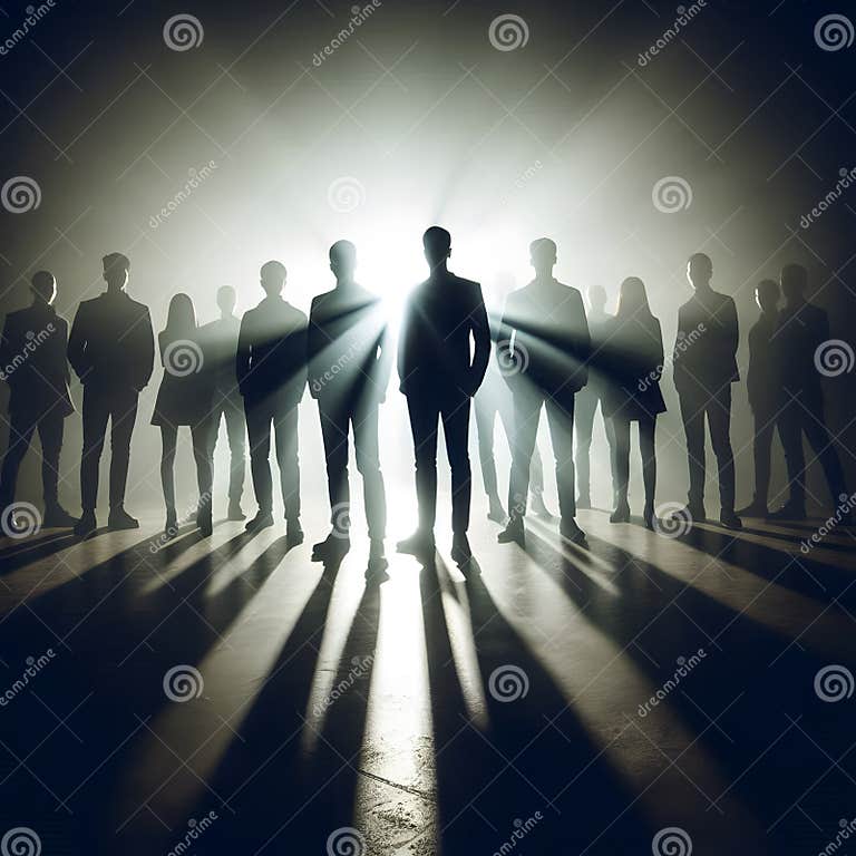 Multiple Individuals Stand Side by Side with a Bright Light Source ...
