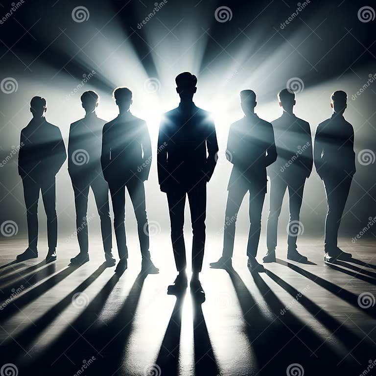 Multiple Individuals Stand Side by Side with a Bright Light Source ...