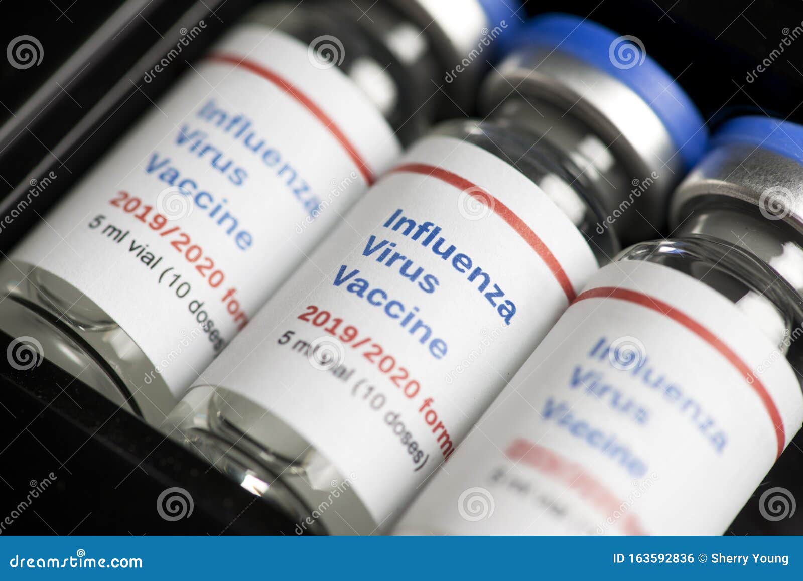 Multiple Influenza Virus Vaccine Vials Stock Photo - Image of insulin ...