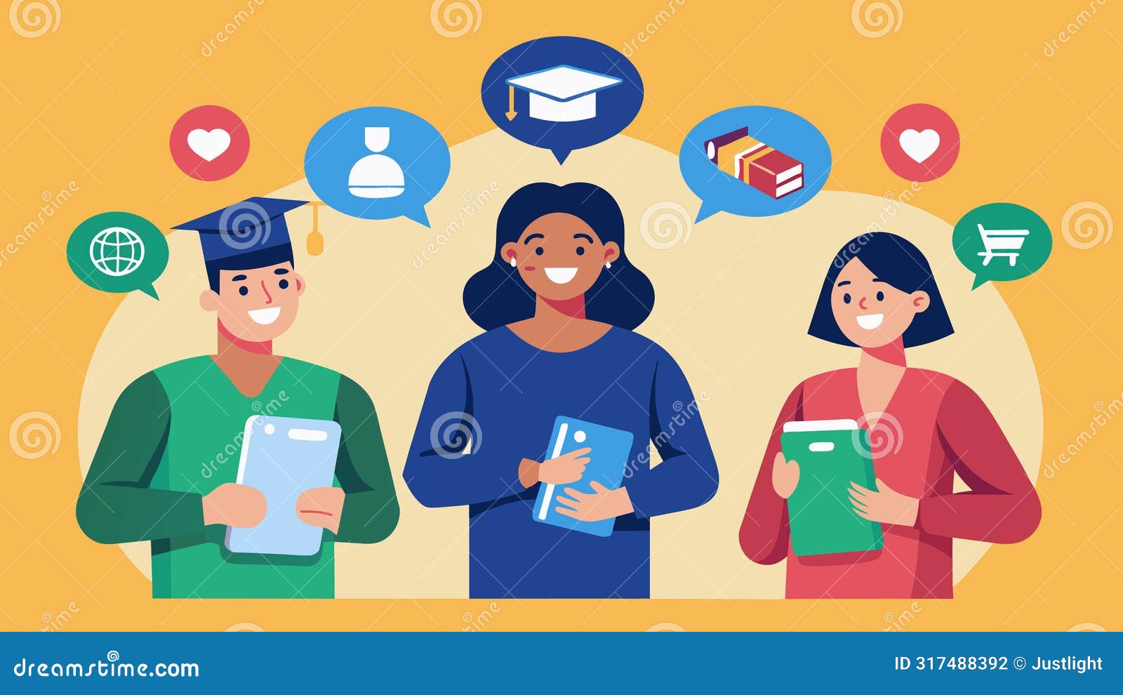 Multiple Student Studying Classroom. Black And White Pictogram ...