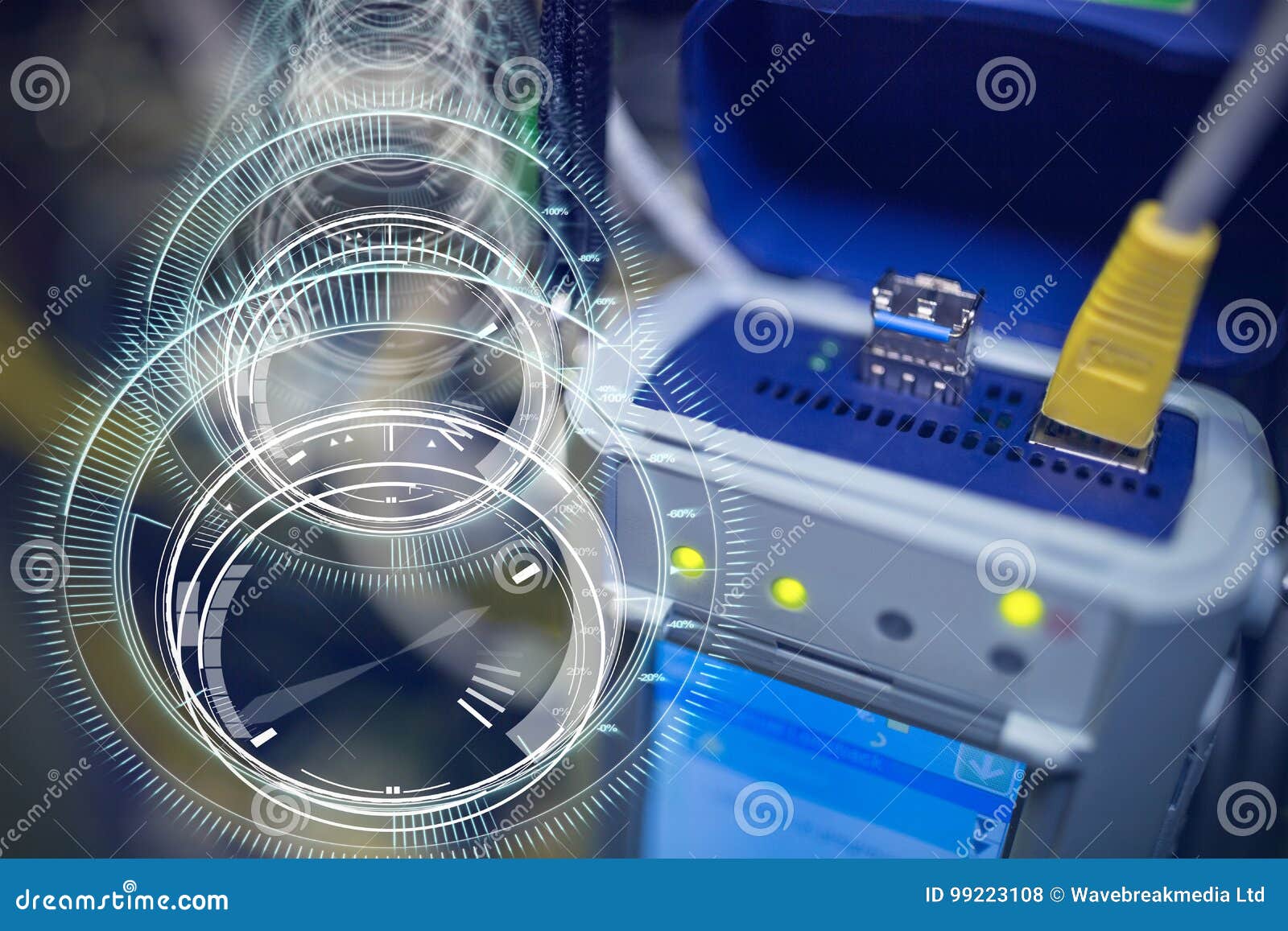 Composite Image of Multiple Interface Dial in Blue Background Stock ...