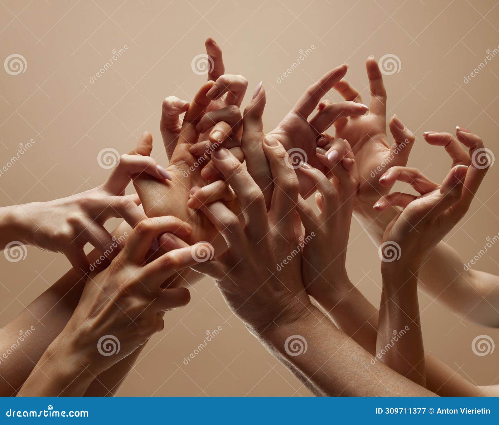 Multiple Intertwined Hands from Various Angles Creating Unity Against ...