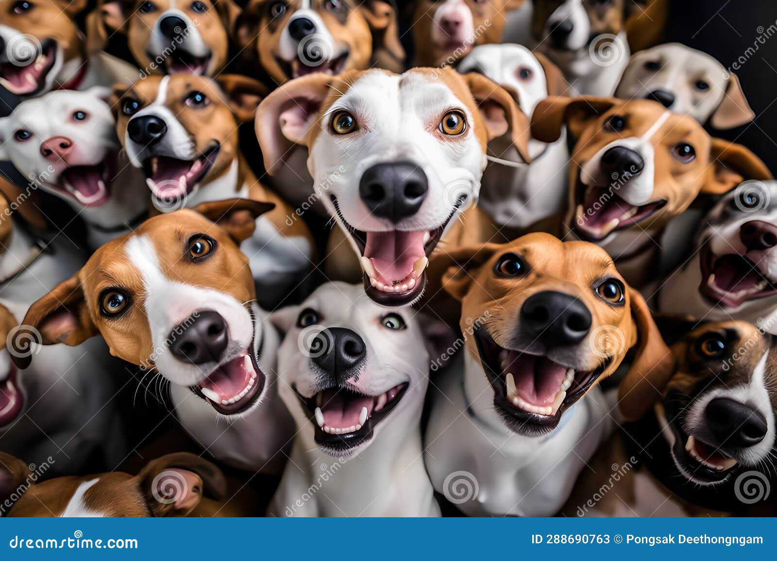 Multiple Jack Russell Dog Face only Packed Together and Straight Look ...